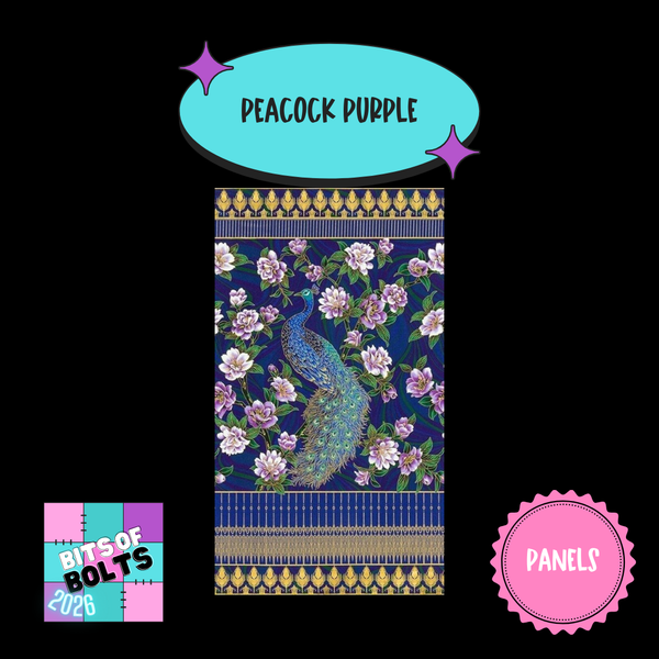 Bits of Bolts - Panel - 24" x 44" - Peacock Garden Purple