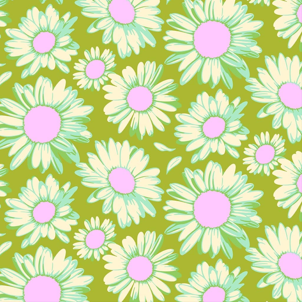 Sunshine Daisies in Olive from Daisy Crush by Heather Bailey for FIGO